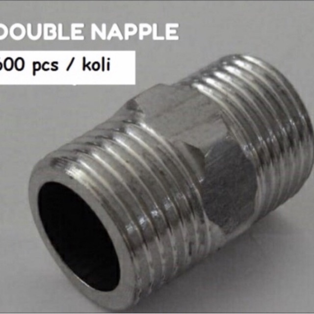 Jual nikel 1/2” Double nepel kran stenless asli ss 304 drat luar 1/2” x ...