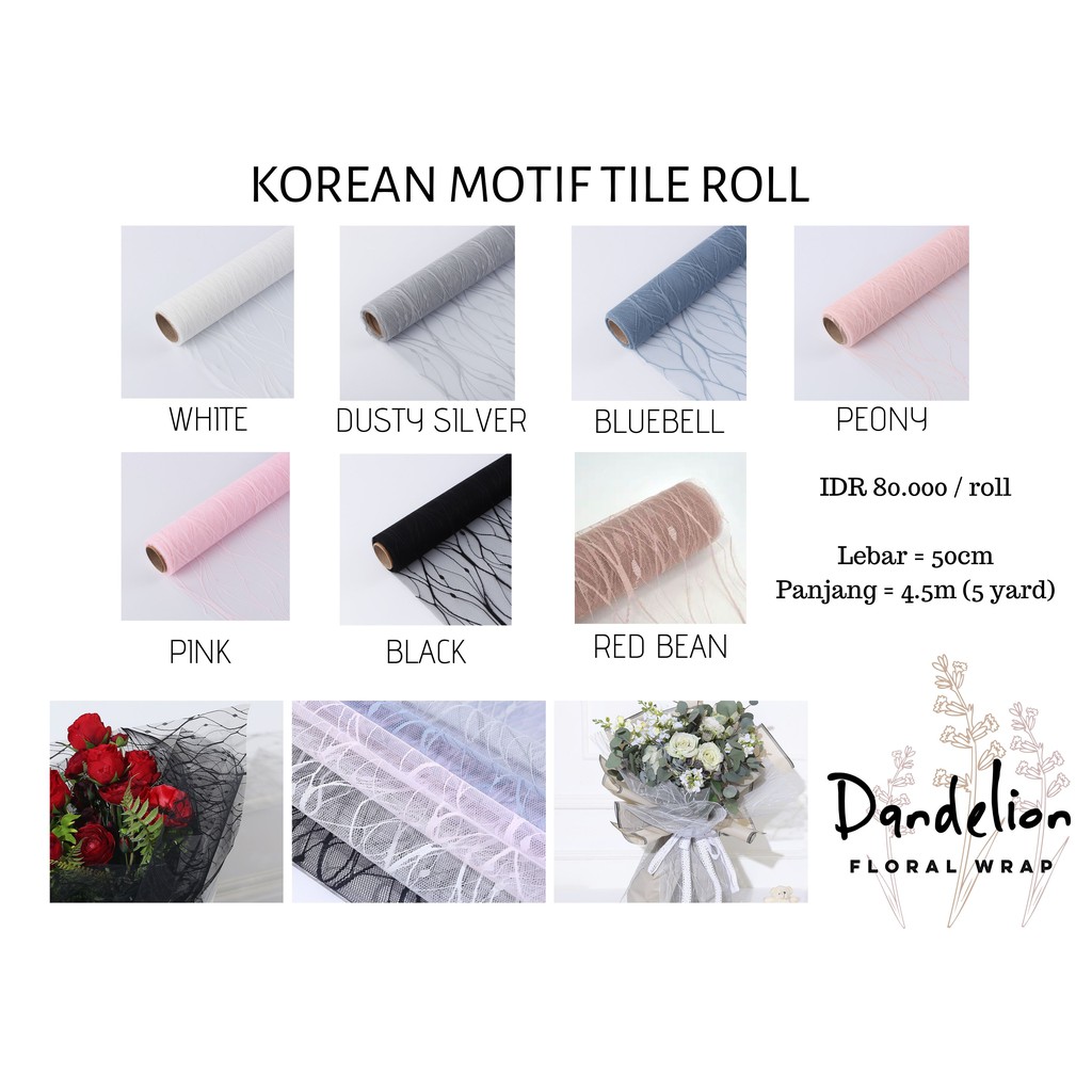Jual KOREAN MOTIF TILE ROLL KERTAS BUNGA (1 ROLL)/ FLOWER WRAP ...