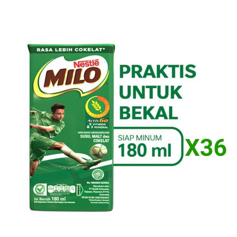 Jual NESTLE MILO ACTIV-GO 180 ML (DUS) MINUMAN SUSU & COKLAT CAIR UHT | Shopee Indonesia