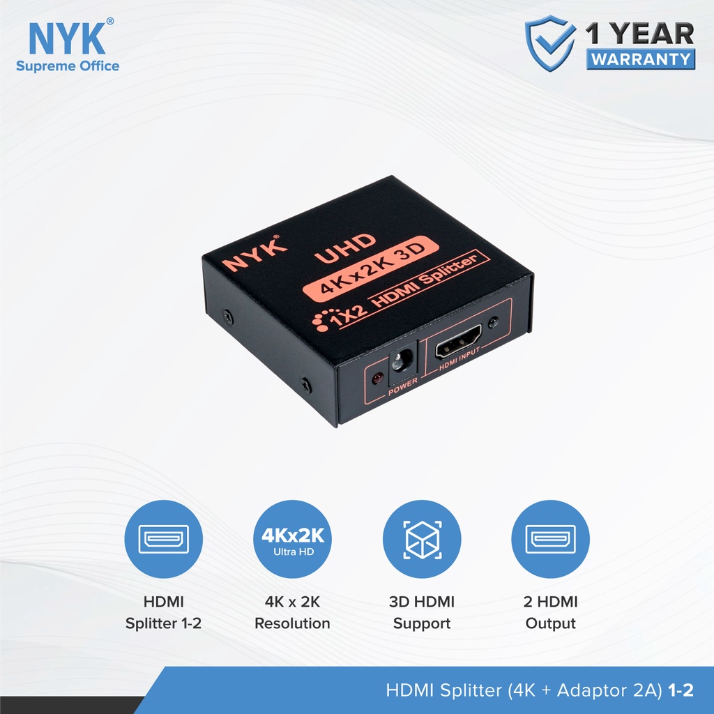 Jual NYK HDMI Splitter 2 Port 1 Support UHD 4K 2K 3D COD | Shopee Indonesia