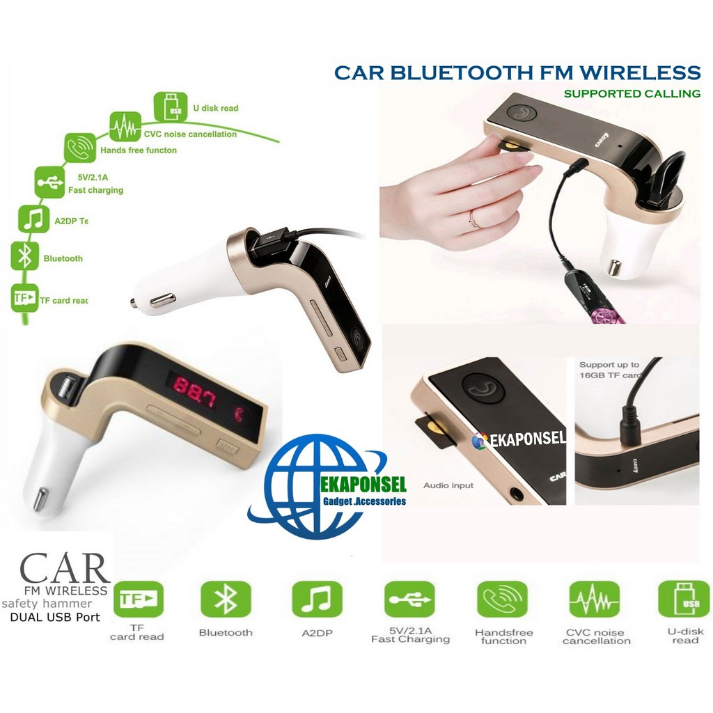 Jual Bluetooth FM Transmitter Adapter Wireless FM Modulator Aux Car Kit ...