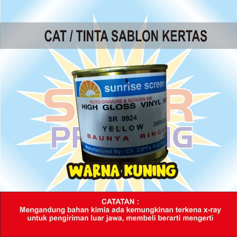 Jual Tinta / cat sablon sunrise vinil ink yellow kuning | Shopee Indonesia