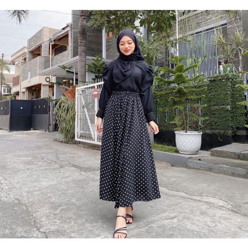 Jual OOTD - ROK PLISKET POLKADOT | Shopee Indonesia