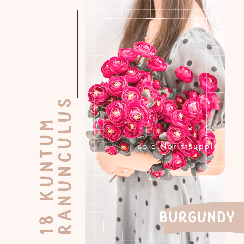 Jual 18 KUNTUM RANUNCULUS MIX COLOR mawar bulat rose artificial flower ...