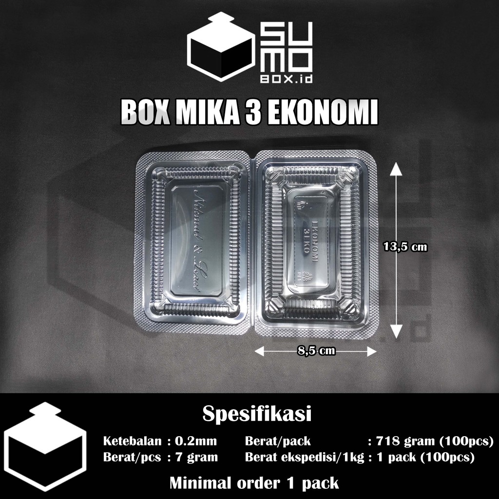 Jual Box mika isi 100pcs box ukuran 3 ekonomi / Kotak mika kue ukuran ...