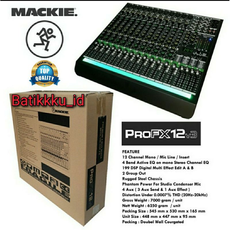 Jual MIXER MACKIE ProFX12v3 / PRO FX12 V3 (12 CHANNEL) with EFFECT ...