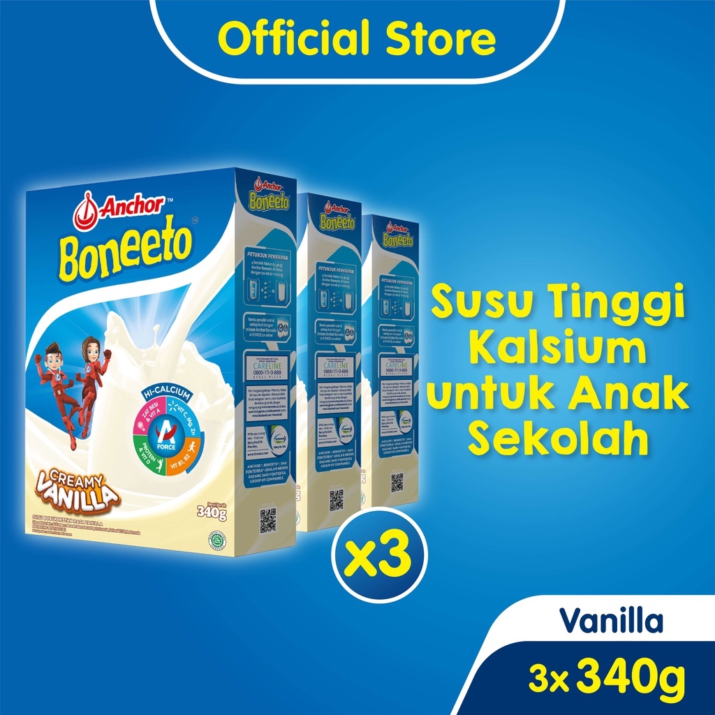 Jual Boneeto Susu Bubuk Vanila 3 x 340 gr | Shopee Indonesia