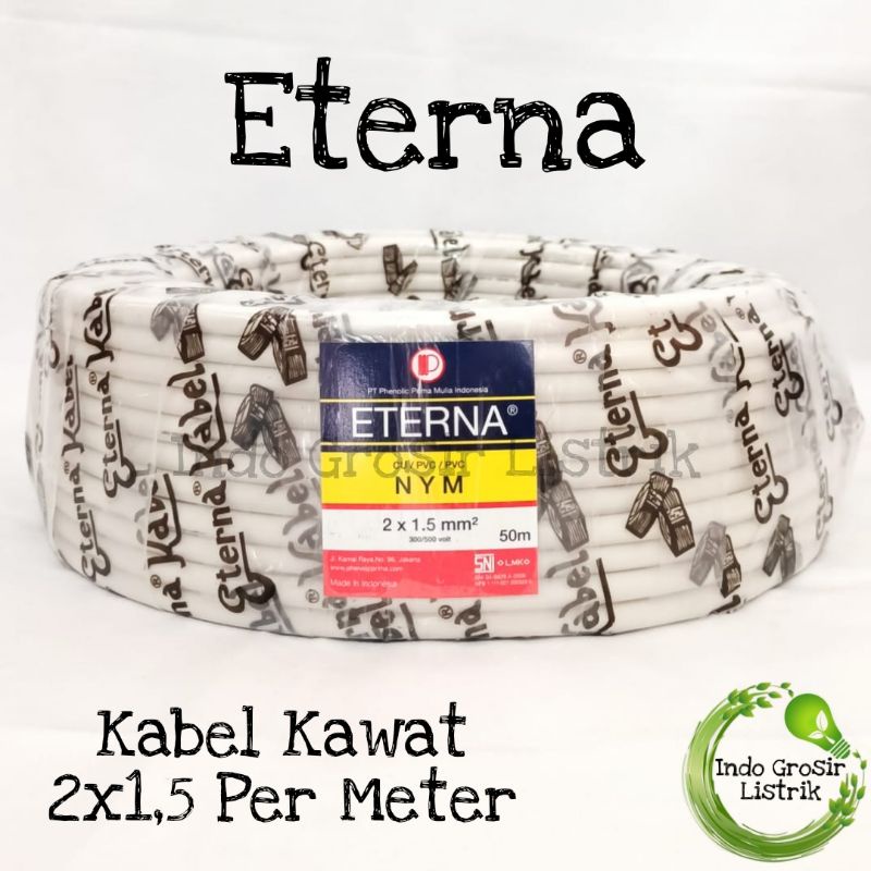 Jual Kabel Kawat 2x1,5 NYM Eterna Kabel Listrik 2x1.5 Tembaga (Potongan) Kabel 2x1,5 Eterna ...
