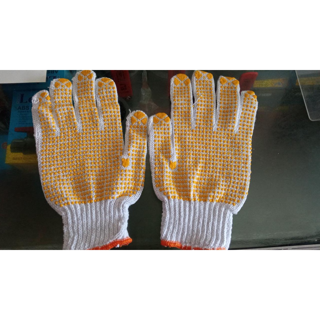 Jual sarung tangan rajut bintik HITAM proyek kuli tukang harga 1 pasang ...