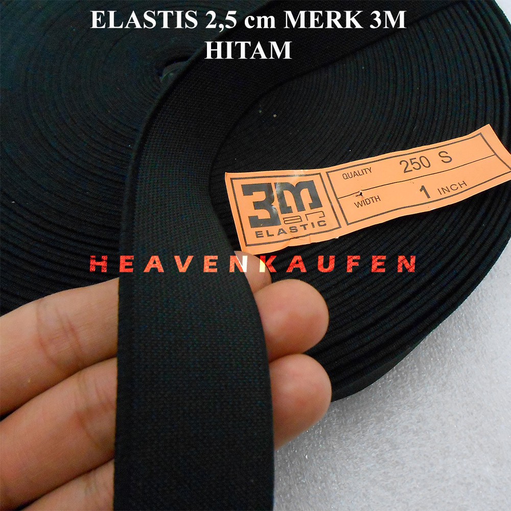 Jual Elastis Elastic Bagus Merk 3M Lebar 2,5 cm Warna Hitam Meteran ...