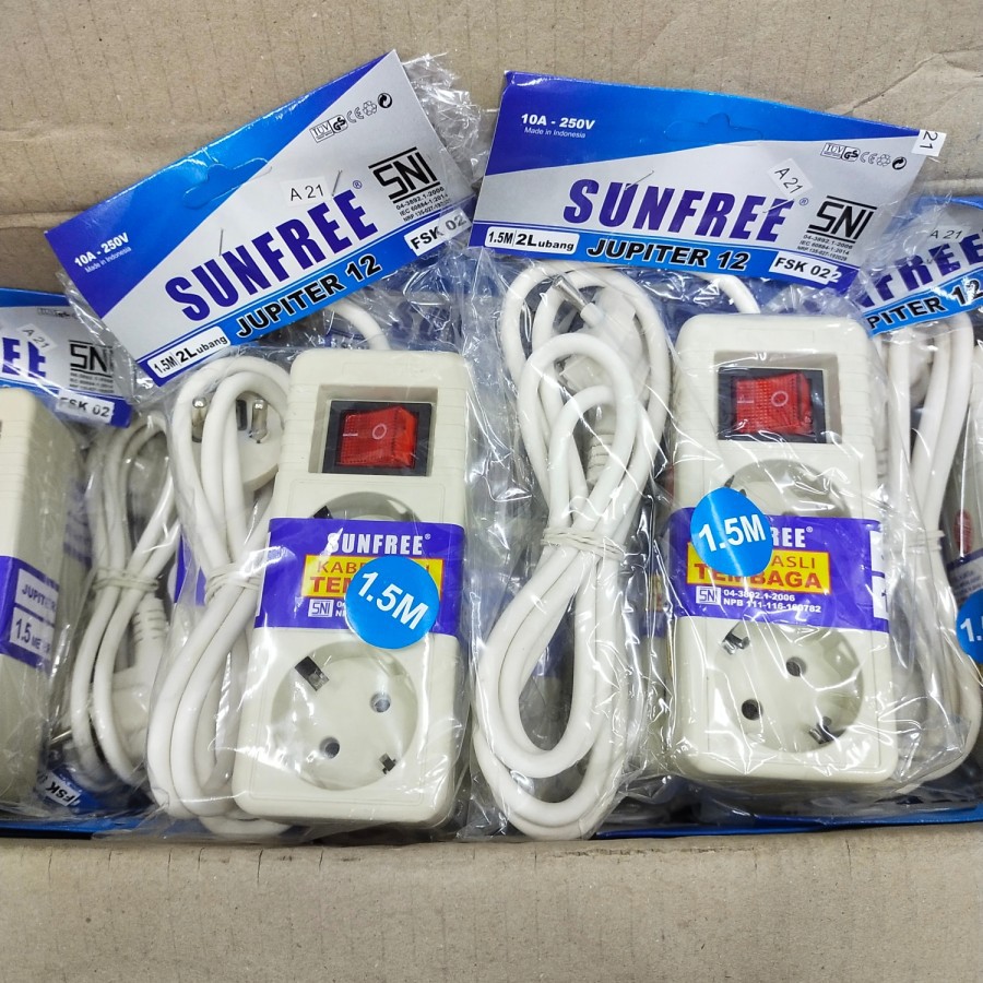 Jual STOP KONTAK KABEL + SAKLAR 5 METER SUNFREE JUPITER 52 53 54 55 ...