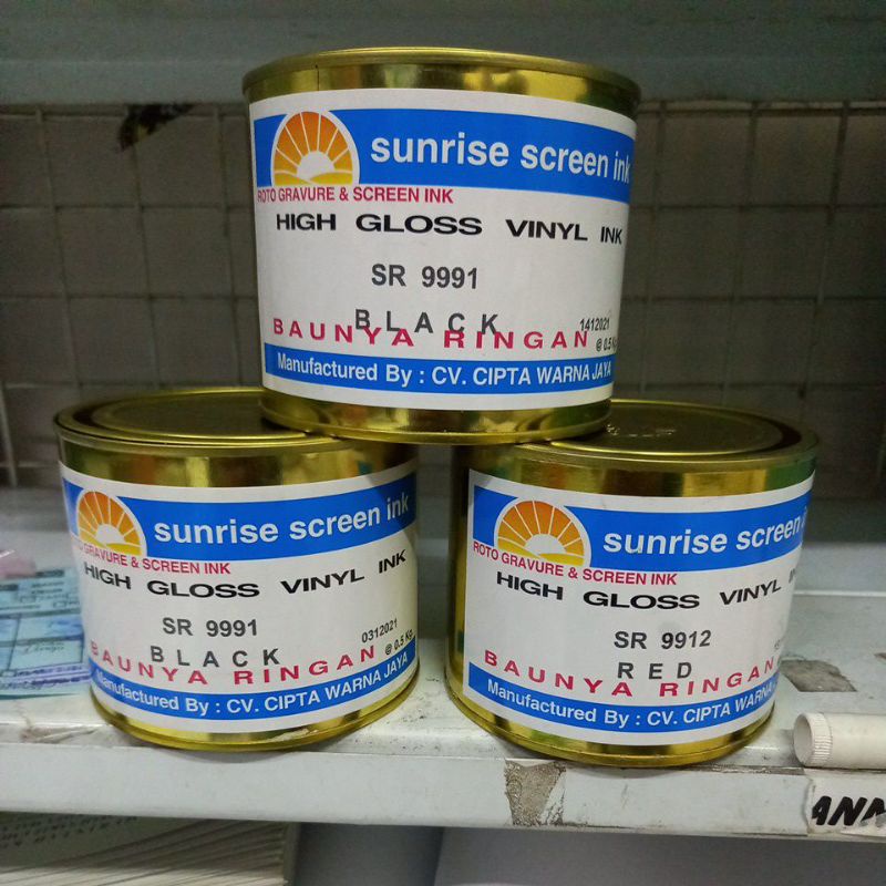 Jual Tinta sablon kertas, pvc, kulit, kayu sunrise HIGH GLOSS VINYL INK ...