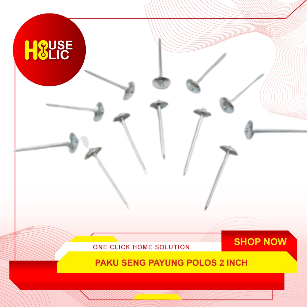 Jual Paku Seng Polos 2" Inch Per bungkus Paku Payung Asbes 5 Cm Roofing ...