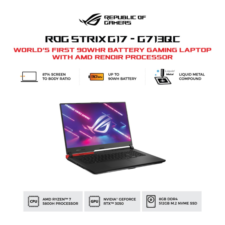 Jual Asus ROG Strix G17 G713RC-R735B6G-O /AMD Ryzen 7-6800H/8GB/512GB ...