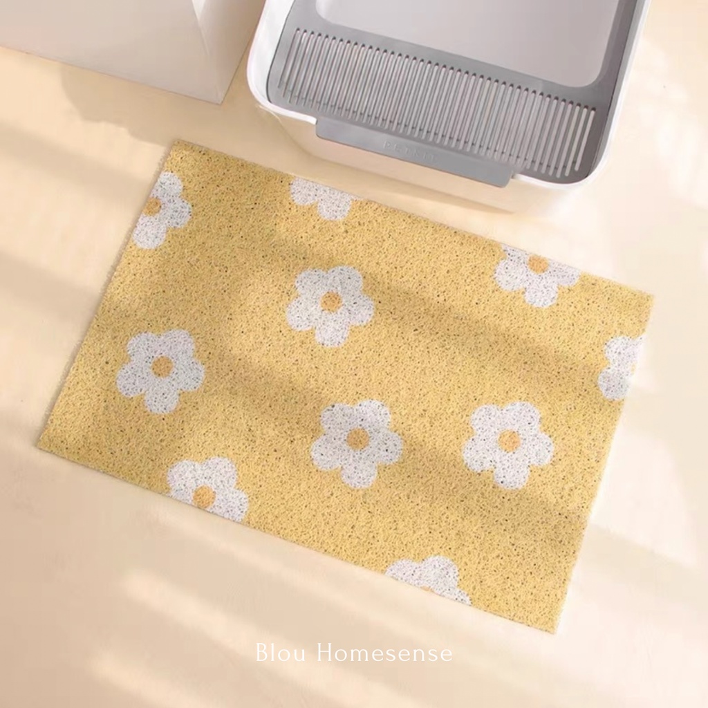 Jual Keset Karpet Outdoor PVC Lucu Unik Korean Style Ungu Daisy Kuning ...