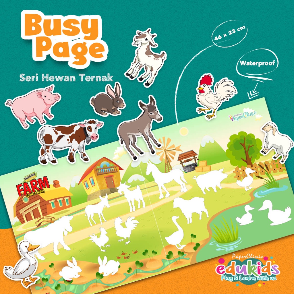 Jual mainan edukasi anak busy book mencocokkan bayangan hewan ternak ...