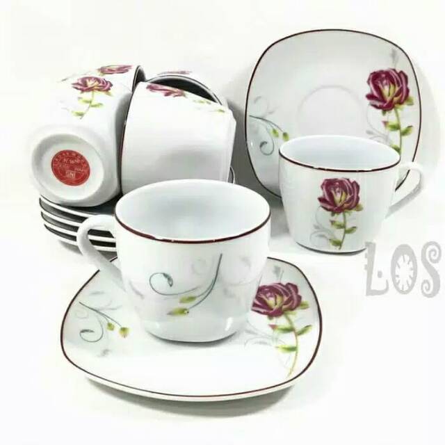Jual Cangkir set/Gelas set Keramik/Tea set/Coffee set Rosewood les emas ...