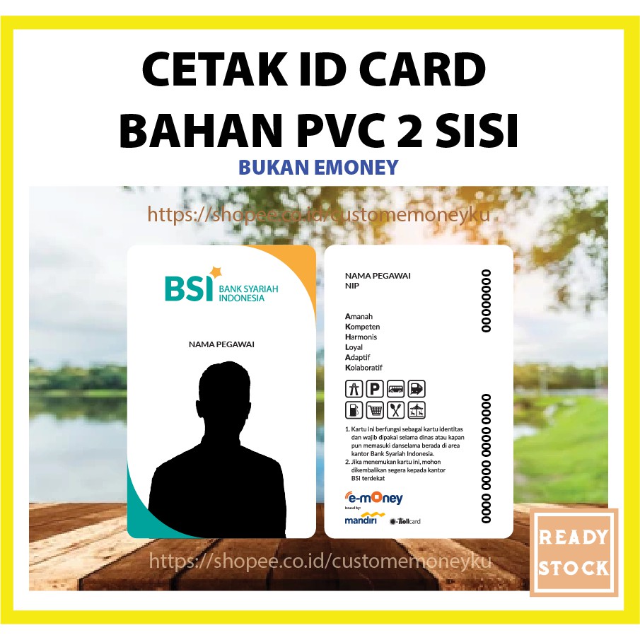 Jual CUSTOM KARTU BAHAN PVC ID CARD BUMN TERBARU BSI BANK SYARIAH ...