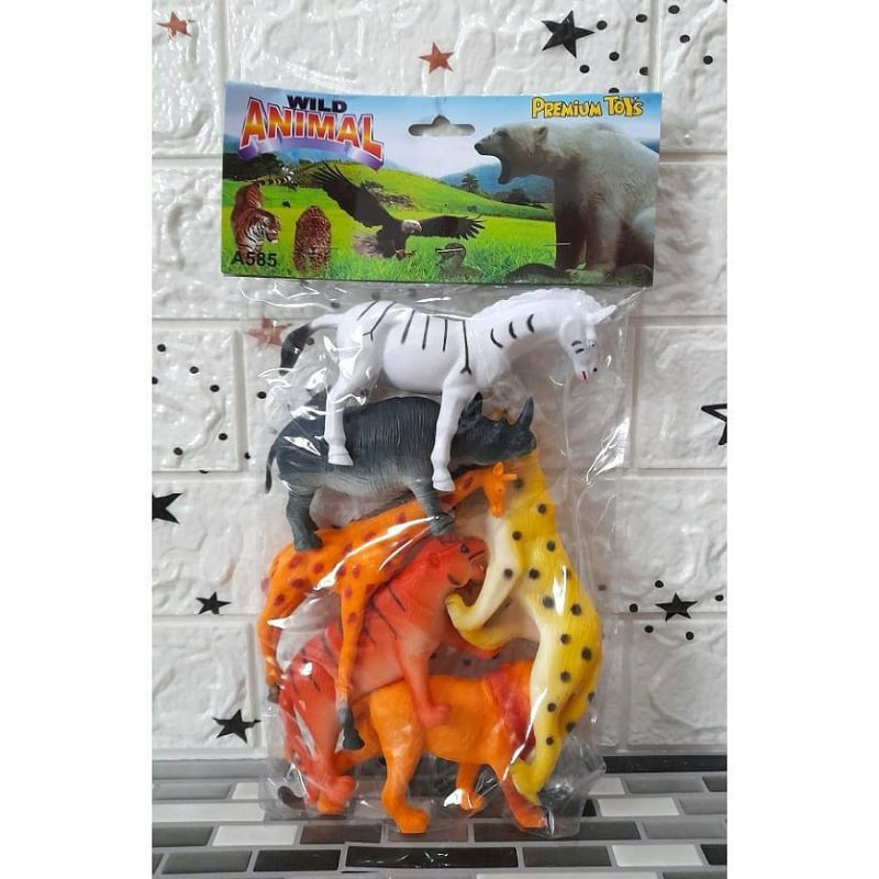 Jual Mainan anak miniatur hewan/binatang singa zebra badak berbahan ...