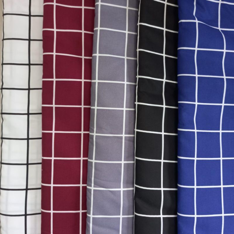 Jual kain bahan seprei microtex motif kotak | Shopee Indonesia