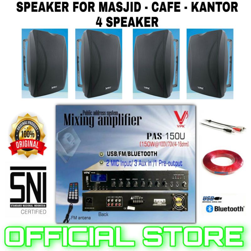 Jual paket speaker masjid cafe restoran kantor live music original vpk 4 pcs speaker 5 inch ...