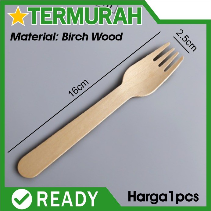 Jual garpu fork 1PC KAYU 16cm Sekali Pakai Disposable wooden non ...