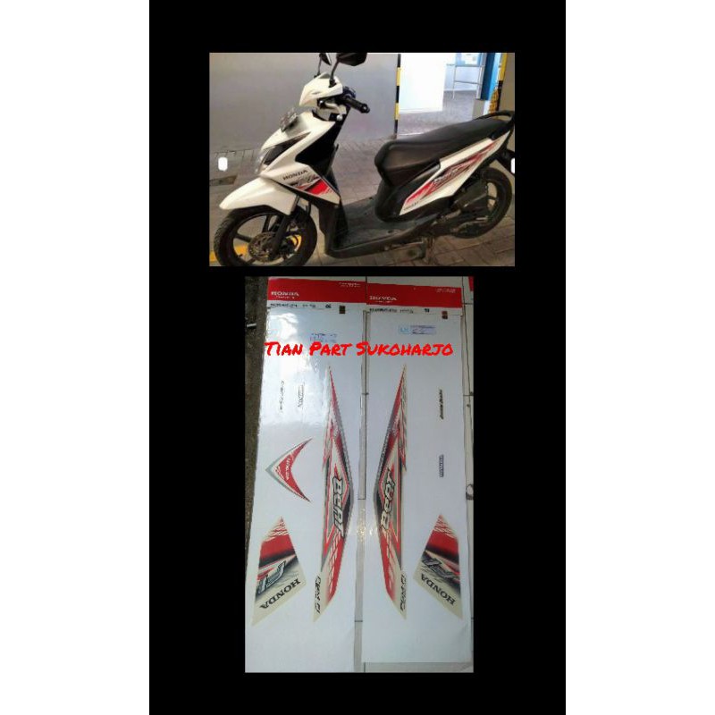 Jual Striping Beat F1 2014 2015 warna merah putih Honda genuine part ...