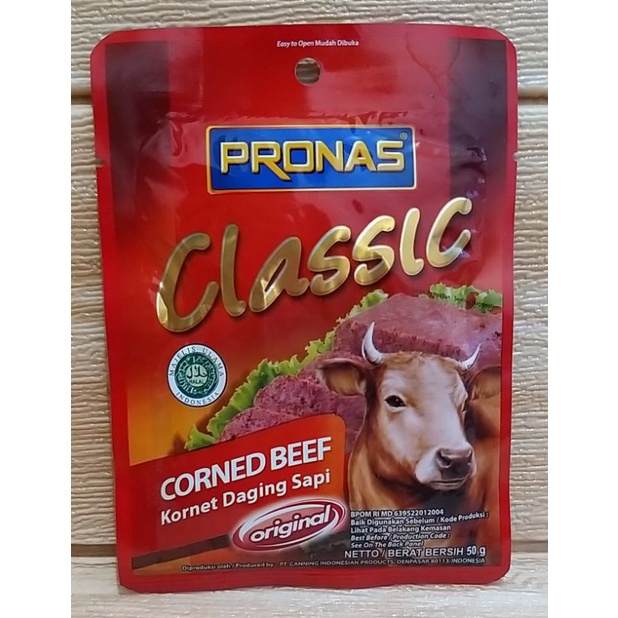 Jual Pronas Kornet Beef Classic 50 Gr / Kornet Sapi Sachet | Shopee ...