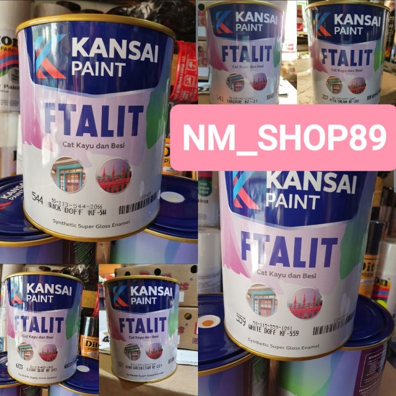 Jual cat Ftalit kanzai cat kayu dan besi 1kg black white red biru ...