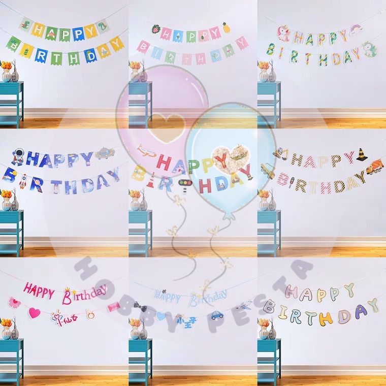 Jual BANNER HAPPY BIRTHDAY KARAKTER / BANNER HBD MOTIF / PARTY FLAG ...