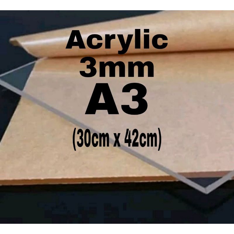 Jual Acrylic / Akrilik Lembaran Ukuran A3 (42cm x 30cm) Tebal 3mm | Shopee Indonesia