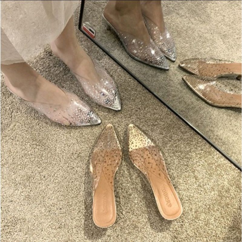 Jual sepatu sandal jelly pump sepatu kaca cinderella manik bling bling ...