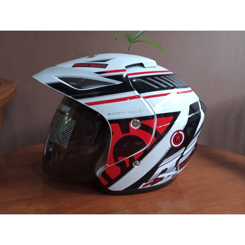 Jual HELM MOTOR SNI DEWASA HALF FACE HELM TAKIRA MOTIF R5 WHITE ...