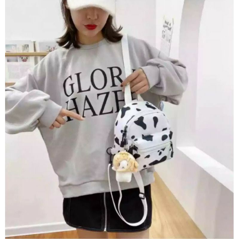 Jual Tas Ransel Mini Motif Sapi//Bisa 2In1 | Shopee Indonesia
