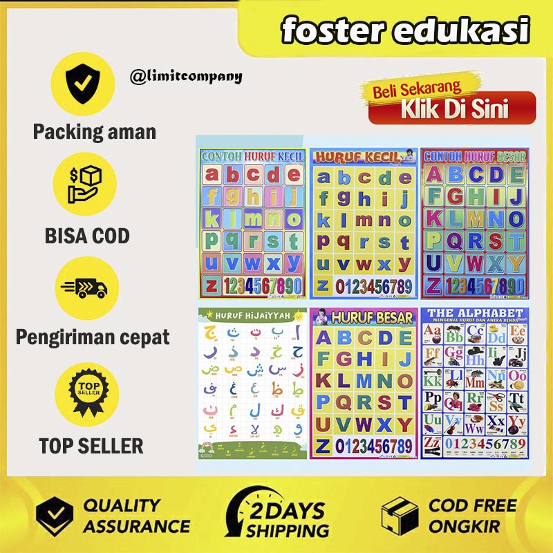 Jual BISA COD Poster edukasi gambar belajar anak balita anak paud ...