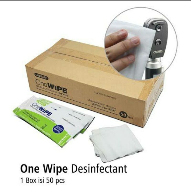 Jual onewipe tissue disinfectant 1 box isi 50pcs tissue basah ...