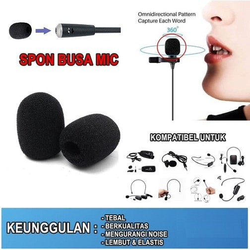 Jual 2 pcs Busa Mic Mini Foam Clip Klip on Headset 2cm Spon Microphone ...