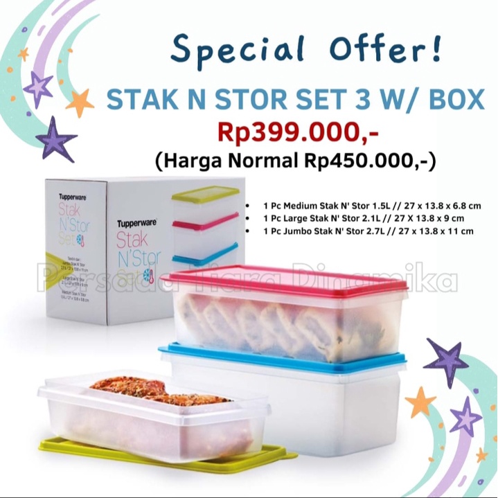 Jual TUPPERWARE STAK N STOR SET (3) - PENYIMPAN MAKANAN // TOPLES ...