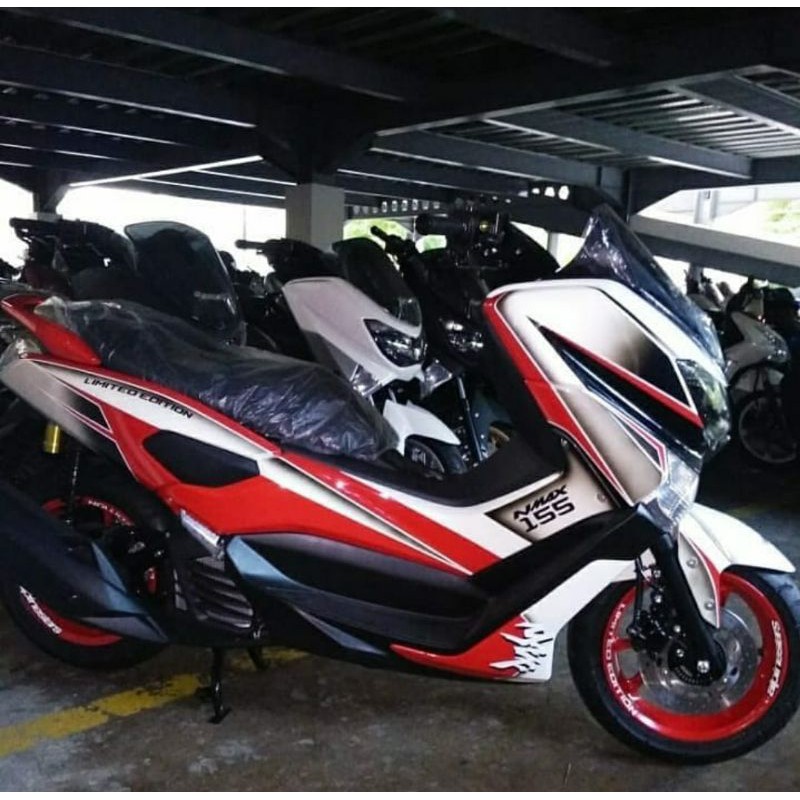 Jual Decal NMAX 155 Sticker Full Body putih lis merah hitam kode 1182 ...
