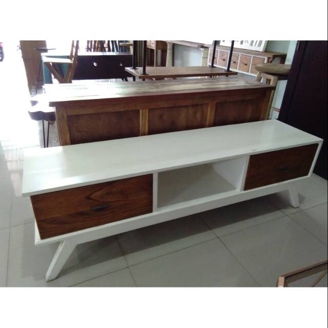 Jual TV Stand Minimalis 2 Laci - Meja TV Mebel Jepara | Shopee Indonesia