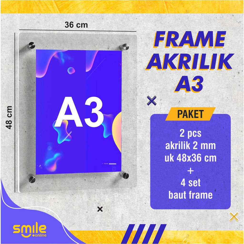 Jual FRAME FOTO AKRILIK POSTER DINDING ACRYLIC UKURAN A3 | Shopee Indonesia