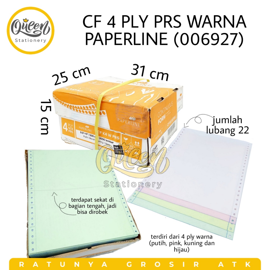 Jual 1 BOX CF 4 PLY PRS WARNA PAPERLINE / CONTINUOUS FORM / KERTAS ...