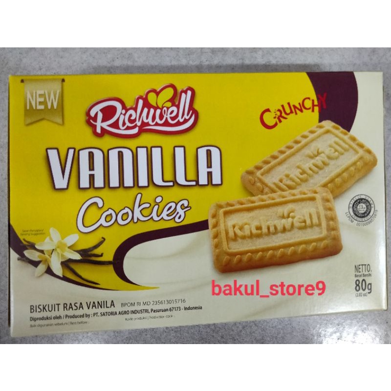 Jual Richwell Chocolate / Vanilla / Coconut Cookies Crunchy 80Gr ...