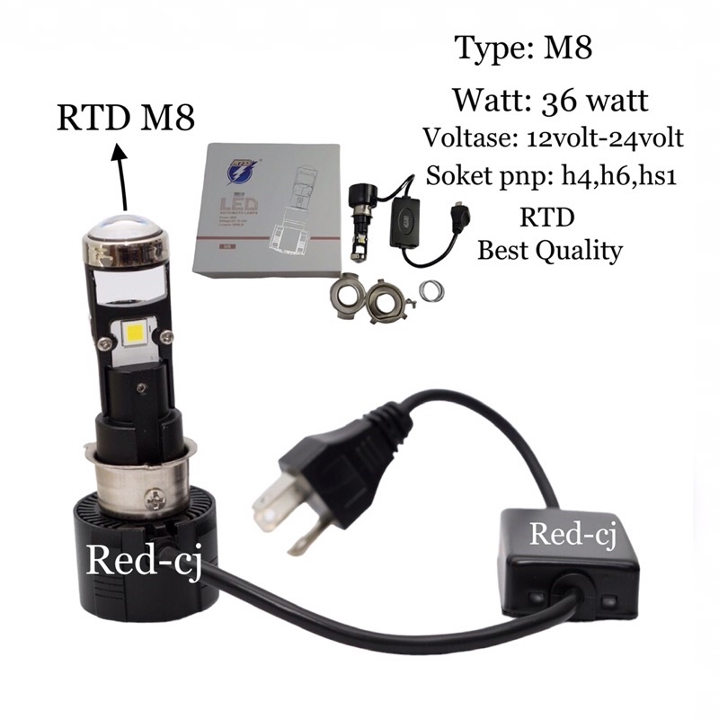 Jual LAMPU UTAMA LED RTD M8 PROJECTOR MINI H6 H4 HS1 PROJIE CUT OFF ...