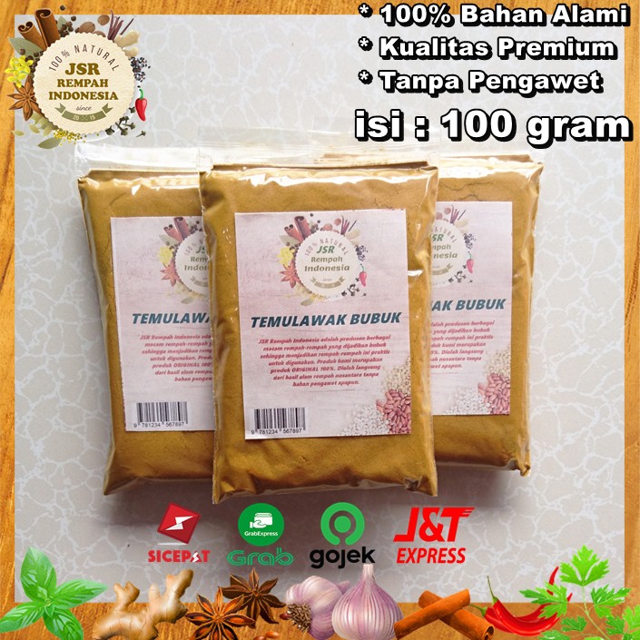 Jual TEMULAWAK BUBUK ASLI ISI 100 GRAM BUMBU DAPUR JSR REMPAH CURCUMA ...