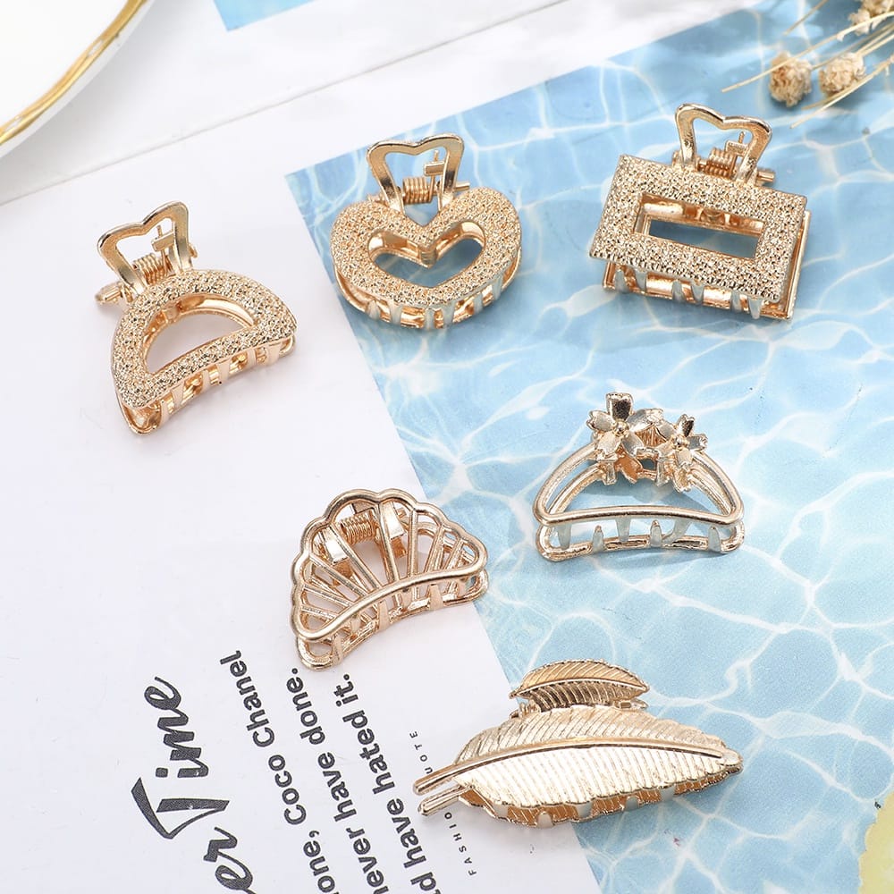 Jual PREMIUM Jepit Rambut Bahan Alloy Warna Emas Gaya Retro Korea 7CM ...