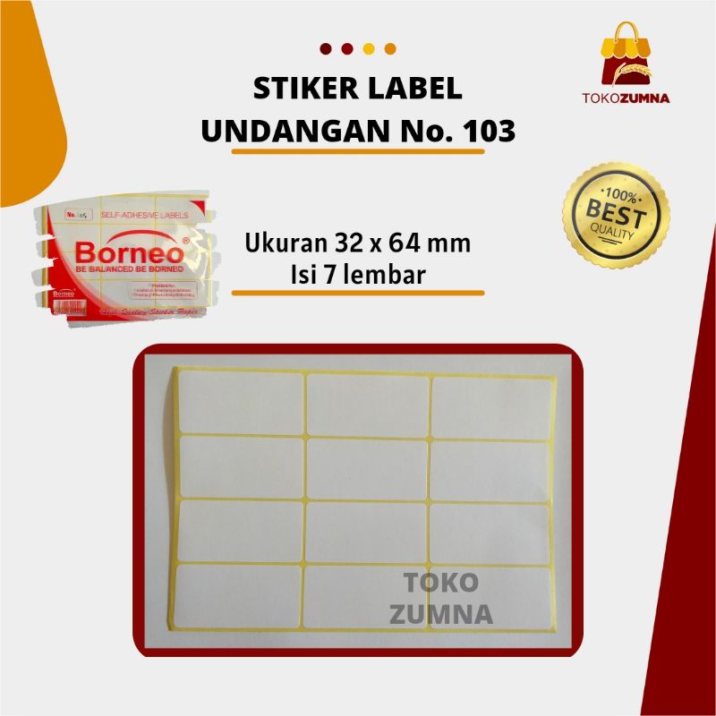 Jual Stiker Label Nama Undangan No. 103 / Sticker Label Harga Borneo ...