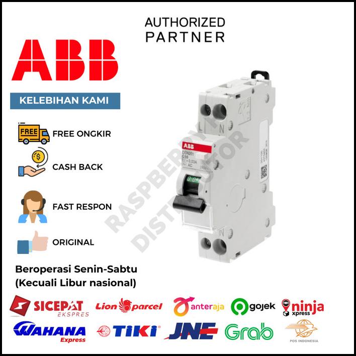 Jual Abb Rcbo Slim 2Pole 6A 30Ma Dsn201 Ac-C6/0.03 2Csr255050R1064 ...