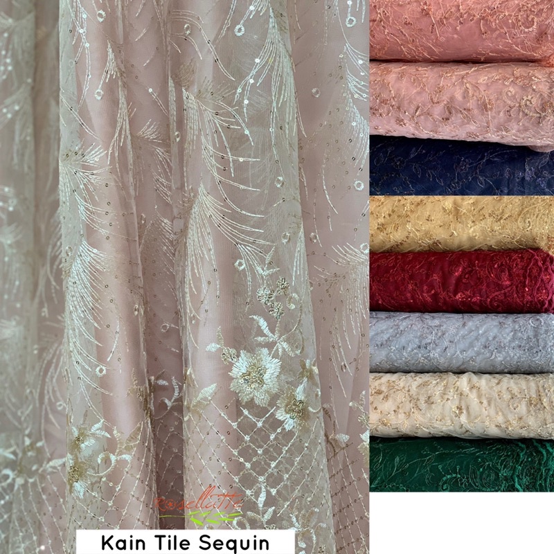 Jual Kain Tile Brokat Sequin Feather | Shopee Indonesia