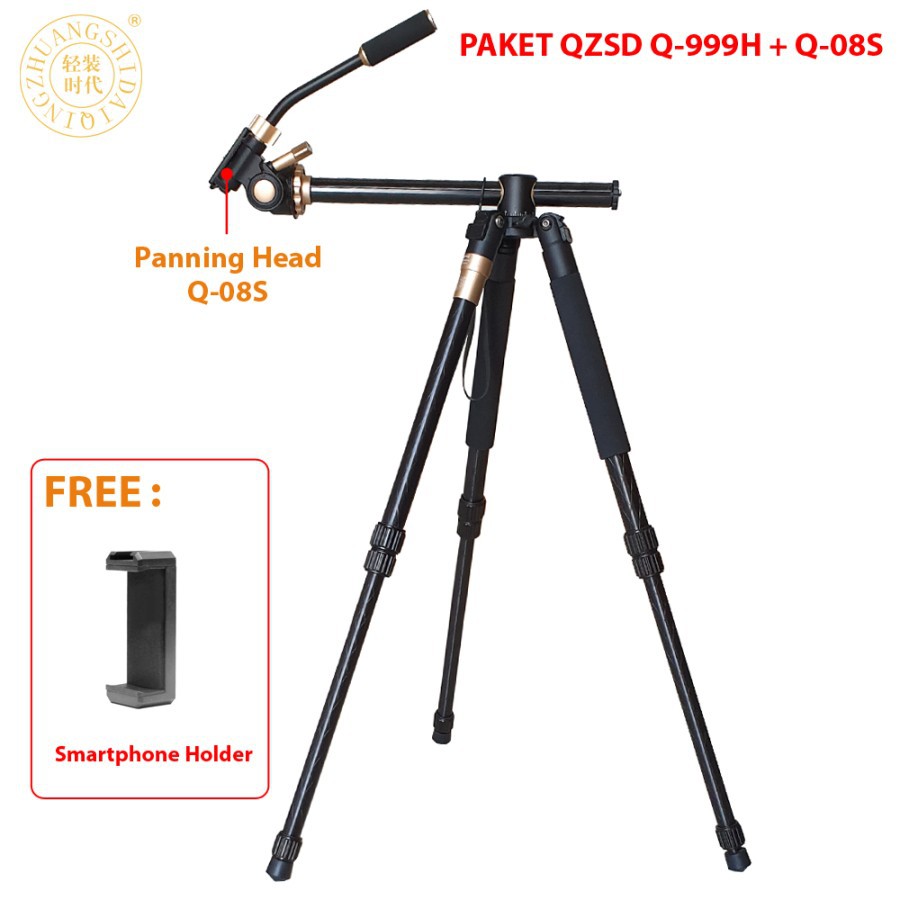 Jual Paket Tripod Flat Lay - QZSD Q999H + Q08S Pan Head - Tripod ...